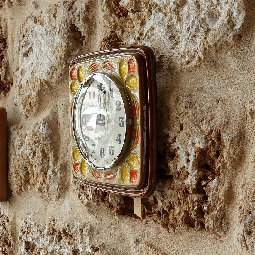 Vintage Ceramic Wall Clock With Stunning Glazed Finish Floral Design ...