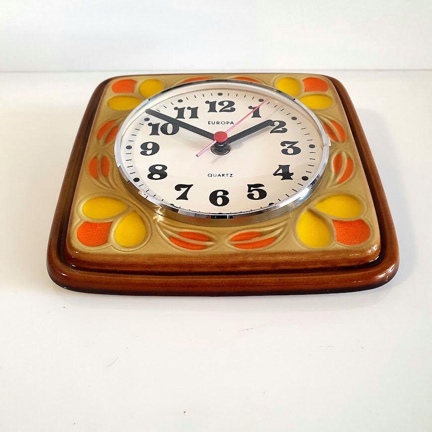 Vintage Ceramic Wall Clock With Stunning Glazed Finish Floral Design ...