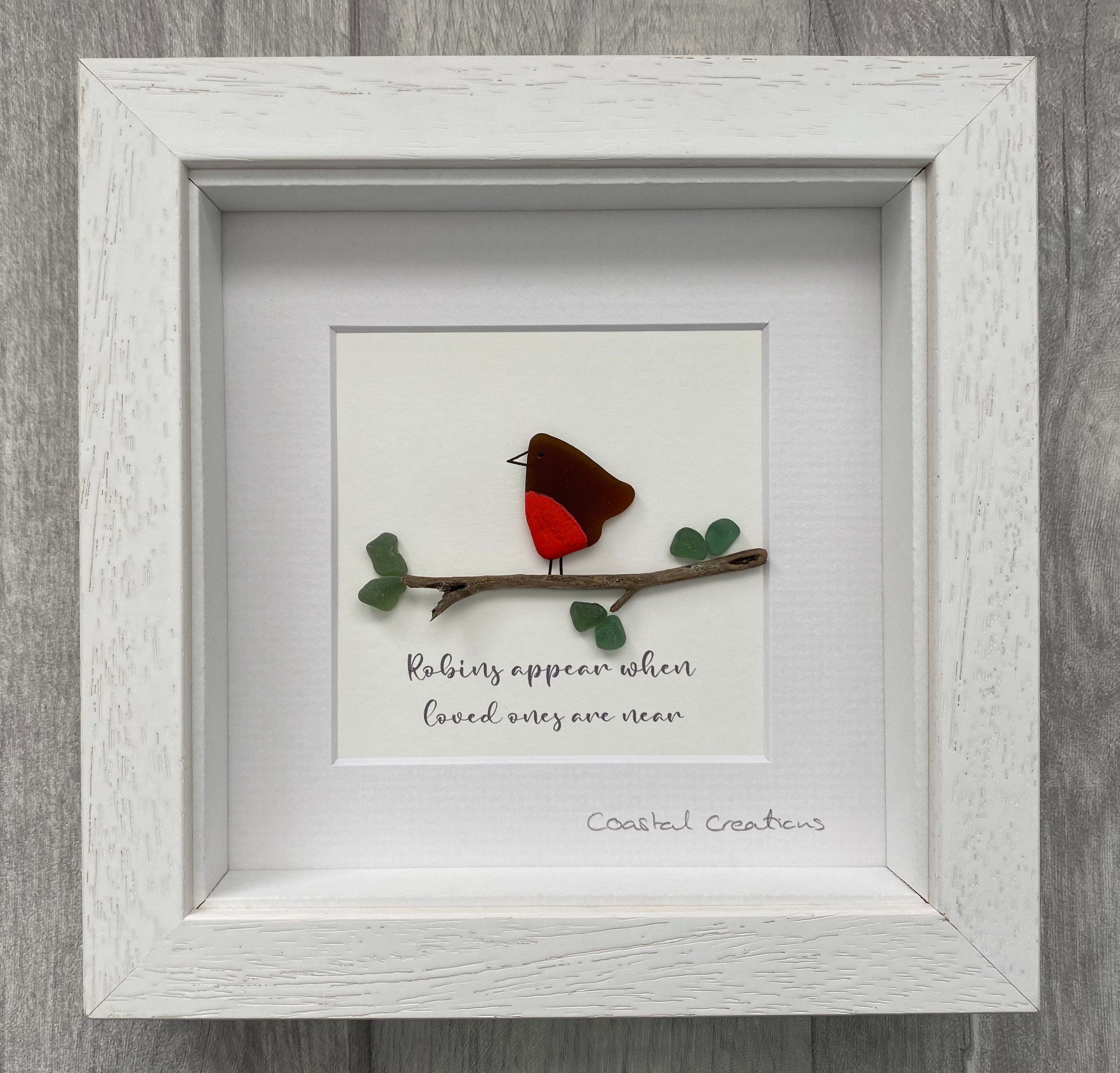 Robin Sea Glass & Pebble Art Robins Appear When Loved Ones - Etsy