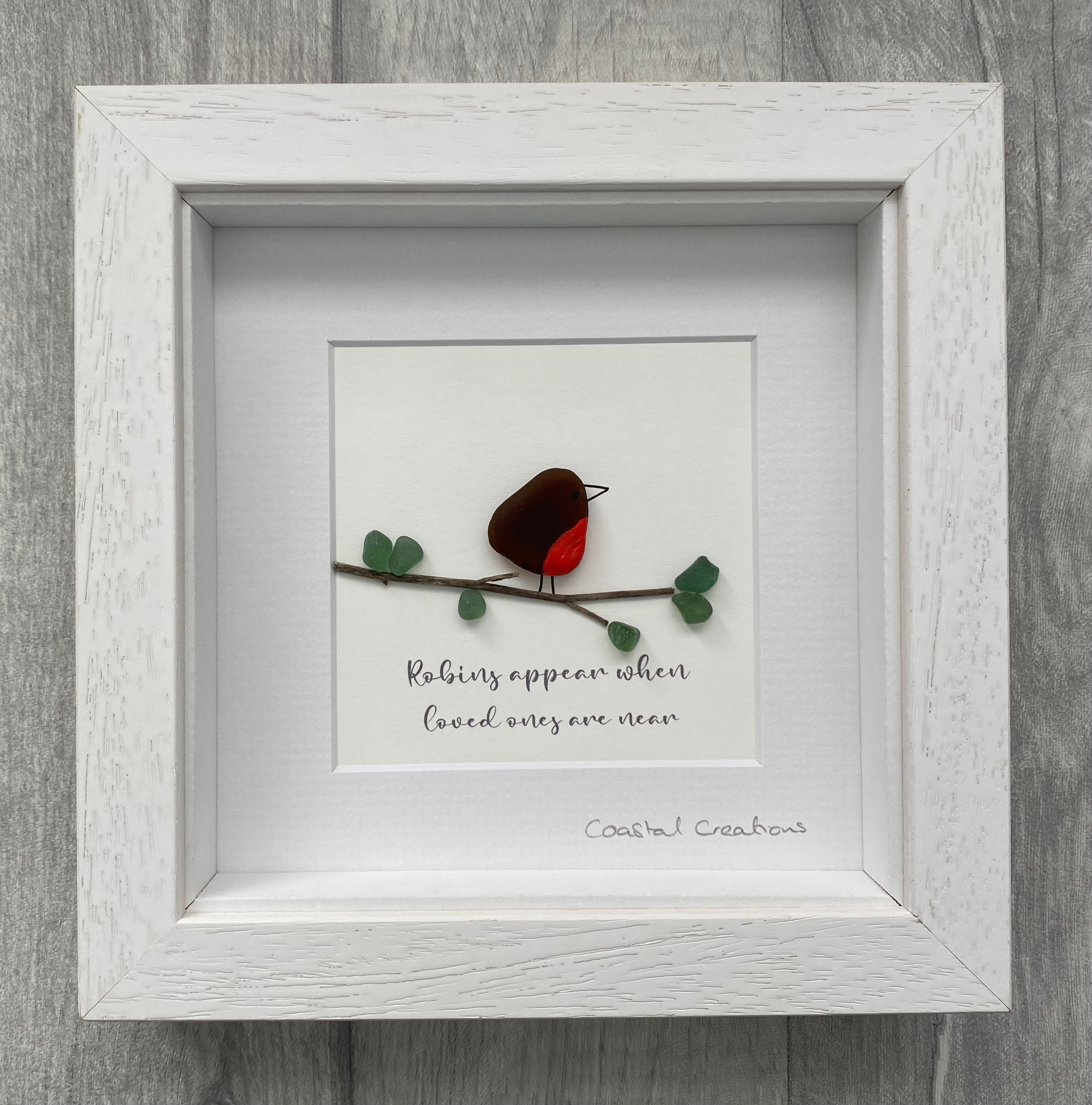 Robin Sea Glass & Pebble Art Robins Appear When Loved Ones - Etsy