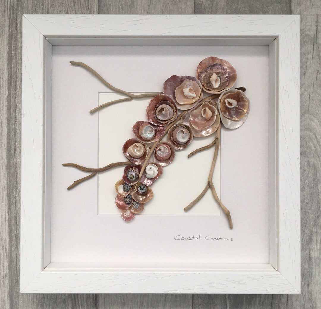 Shell Art Flowers Orchid Flower Orchid Wall Art Shell Art. - Etsy