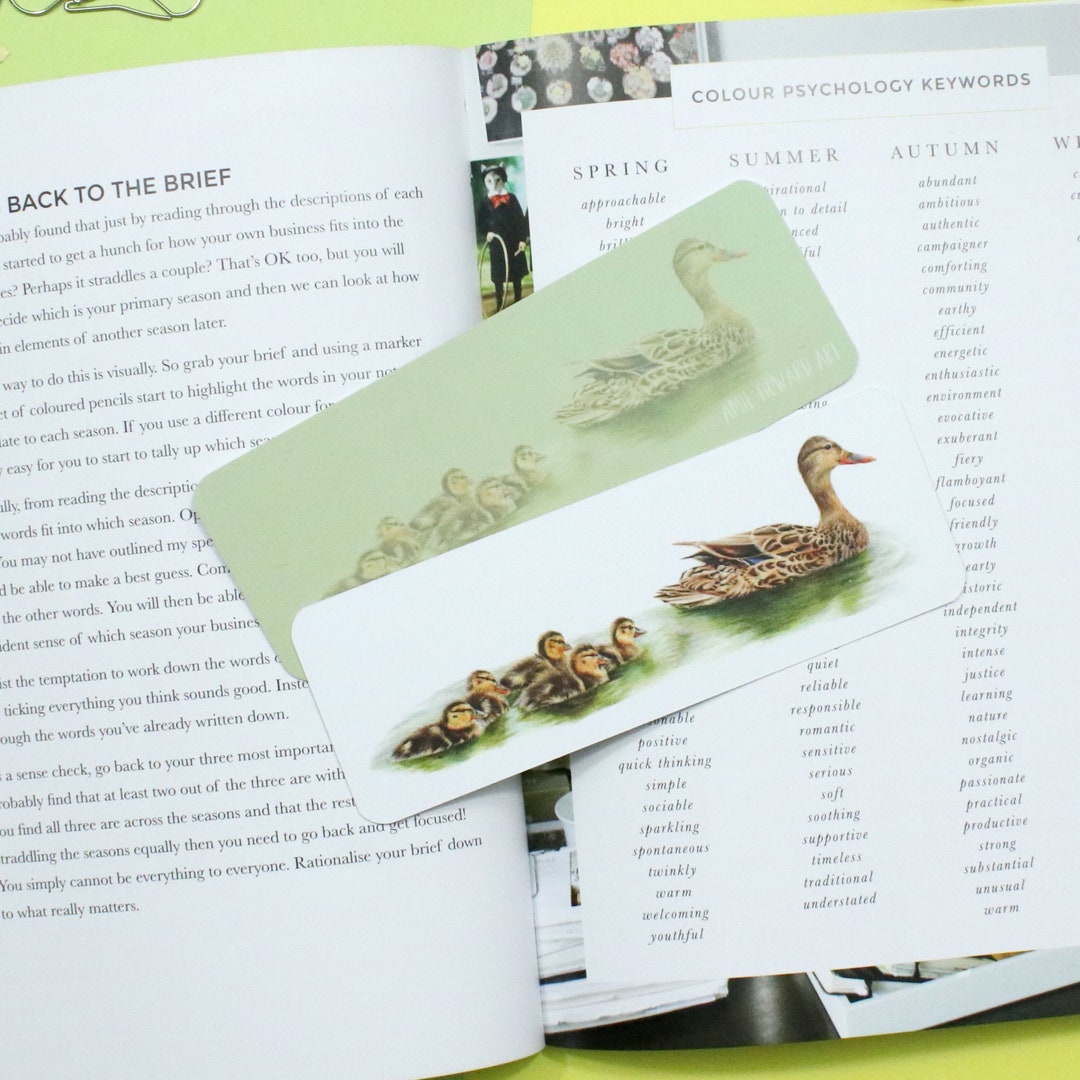 Duck Bookmark | Bookmark | Double Sided | Wildlife Gift | Book Worm ...