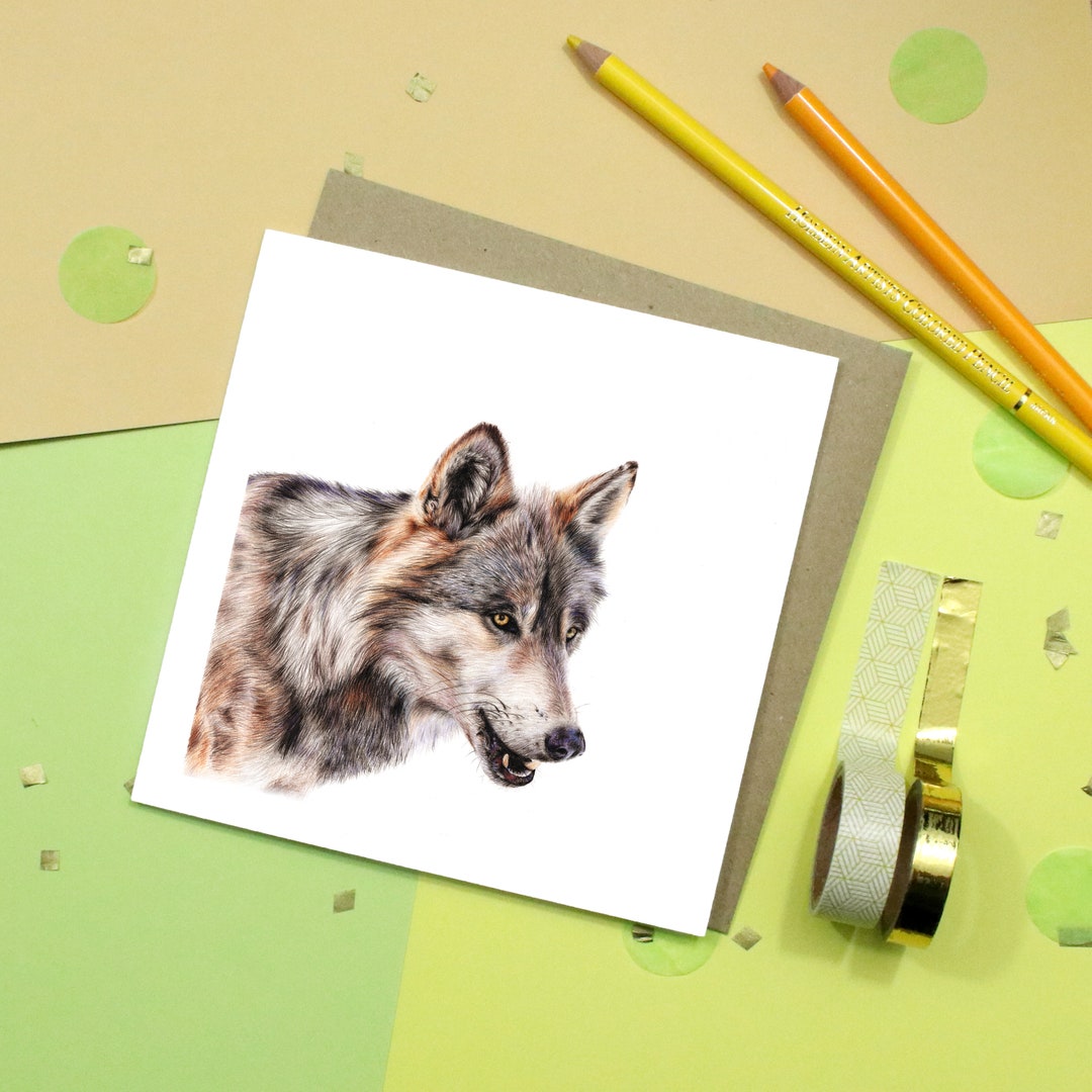 Timber Wolf Wild Animal Card / Wolf Card / Greetings Card / Blank ...