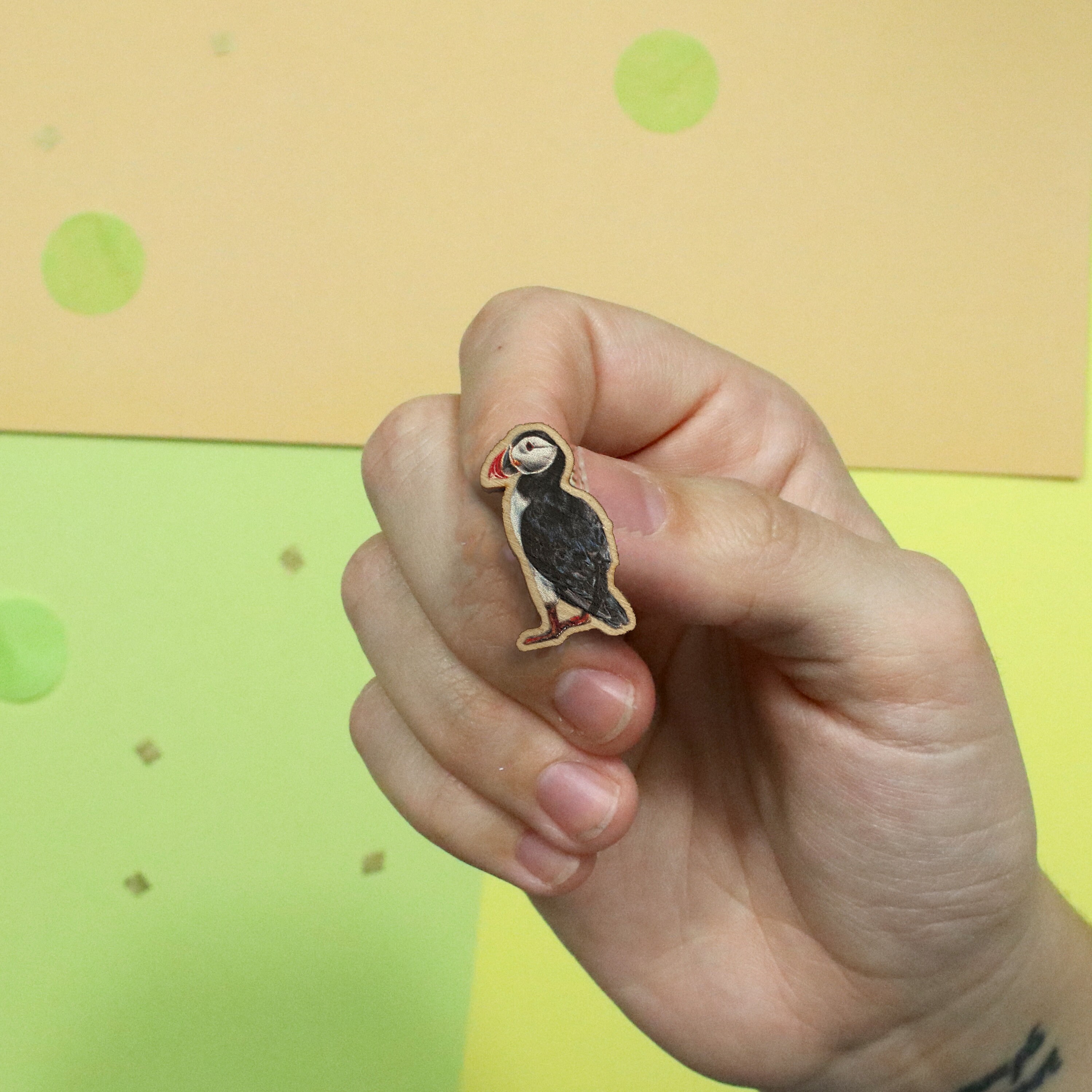 Puffin Wooden Pin Puffin Pin Atlantic Puffin Wooden Pin | Etsy