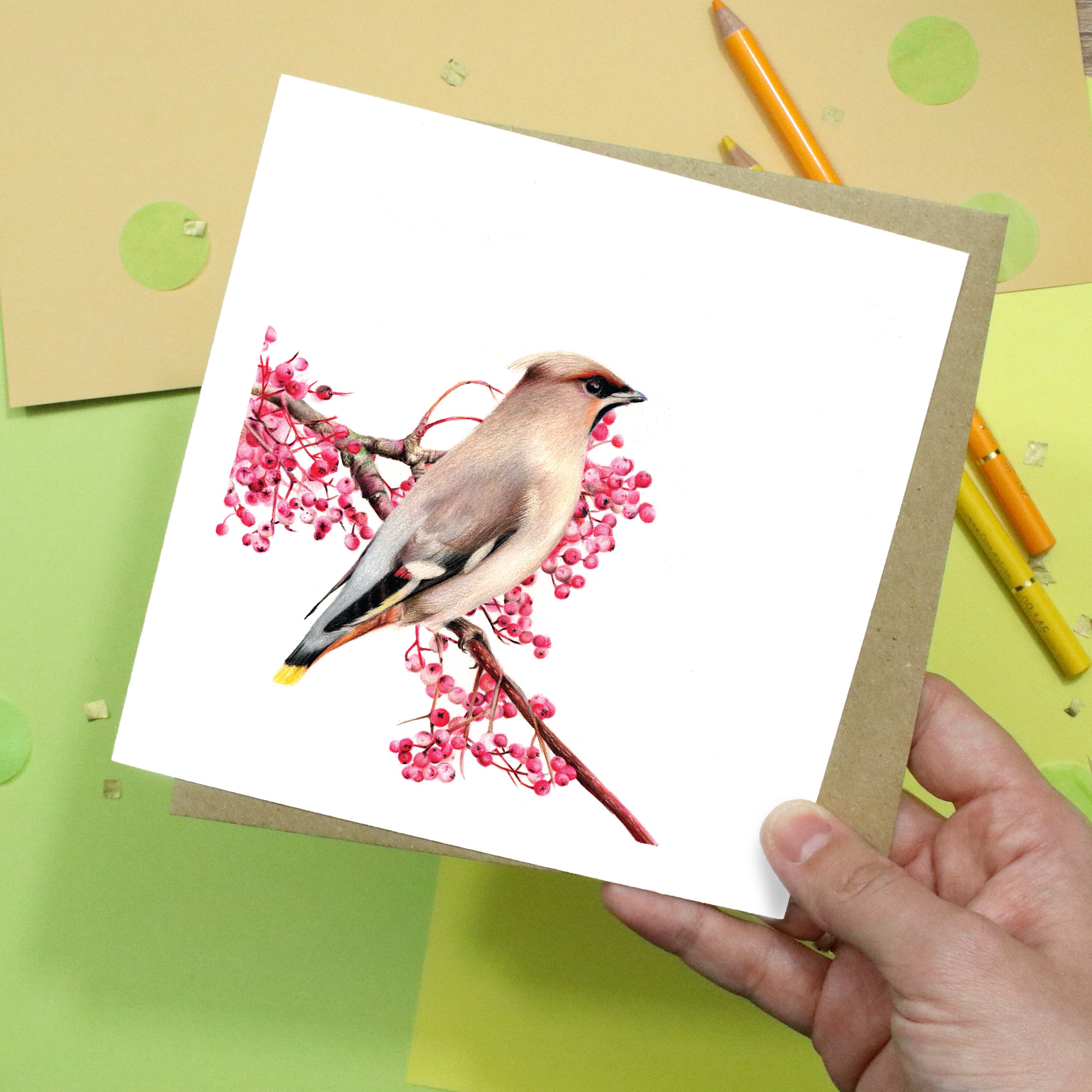 Waxwing Wild Animal Card / Bird Card / Bird Greetings Card / | Etsy