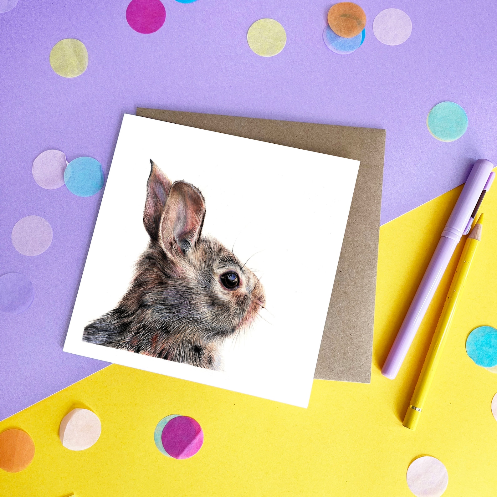 Rabbit Greeting Card / Bunny Card / Greetings Card / Blank Inside ...