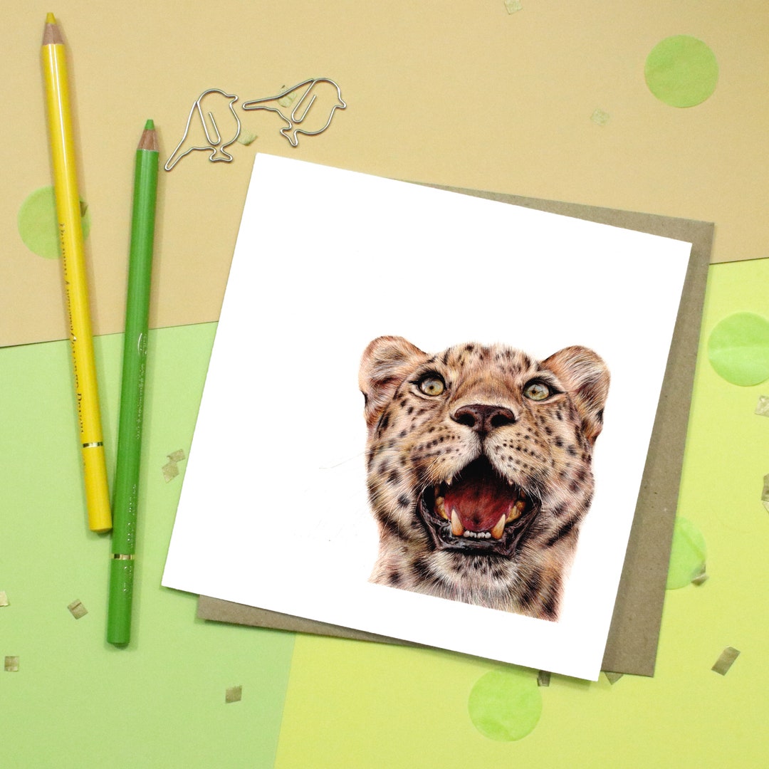 Leopard Card / Big Cat Card / Greetings Card / Blank Inside / - Etsy
