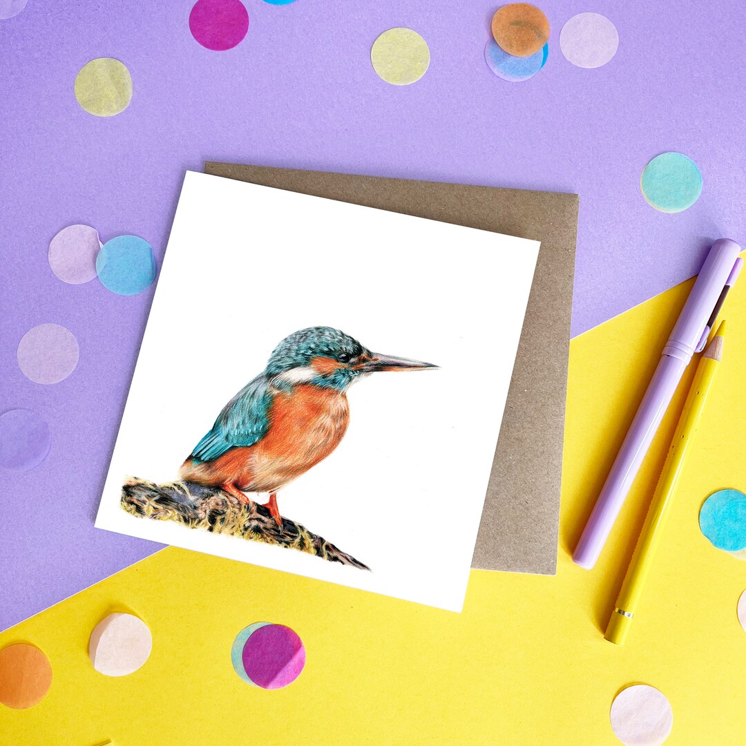 Kingfisher Wild Animal Card / Bird Card / Bird Greetings Card / Blank ...