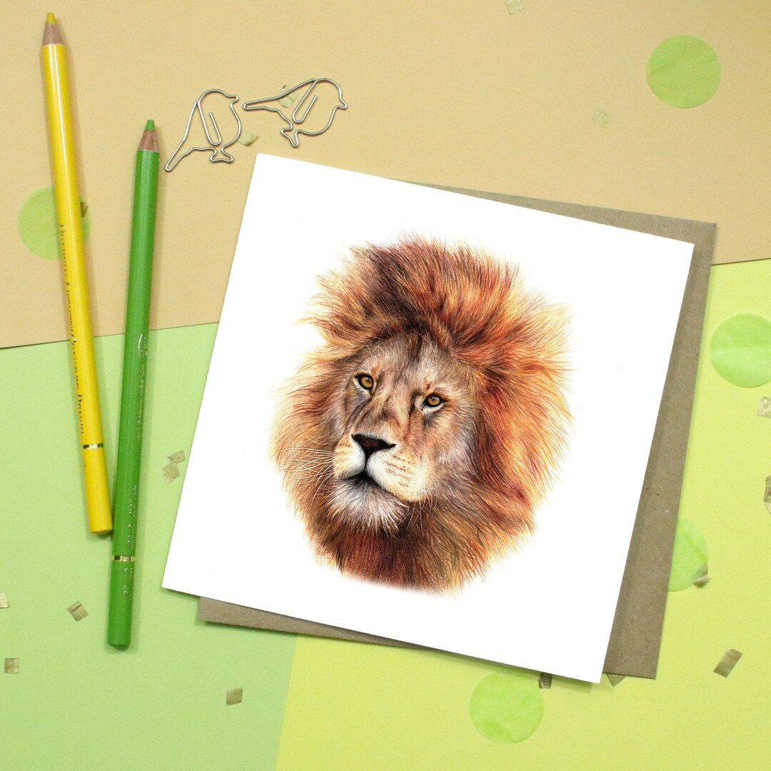 Lion Wild Animal Card / Lion Card / Big Cat Card / Greetings Card ...