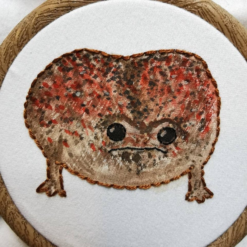 Strawberry Rain Frog Embroidery Art - Etsy