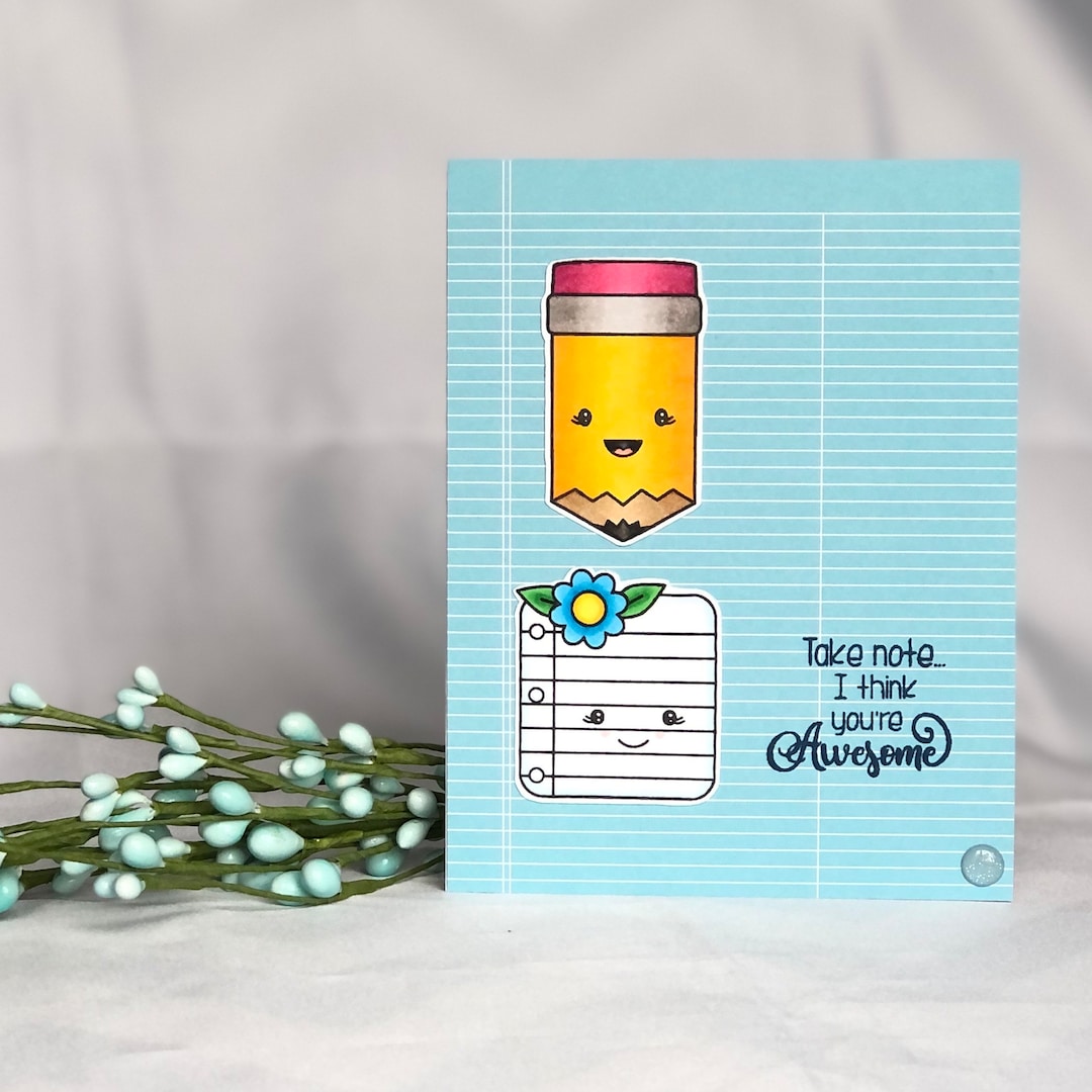 Teacher Greeting Card Teacher Note Card Pencil Card - Etsy