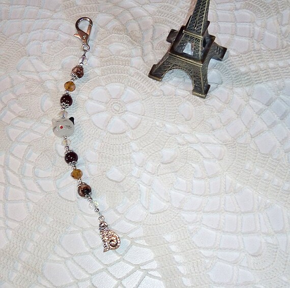 Shades of Brown Crystal Scissor Fob 3-D Country Calico Cat | Etsy