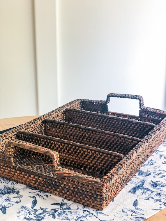 Rattan Flatware Tray Wicker Flatware Tray Rattan - Etsy