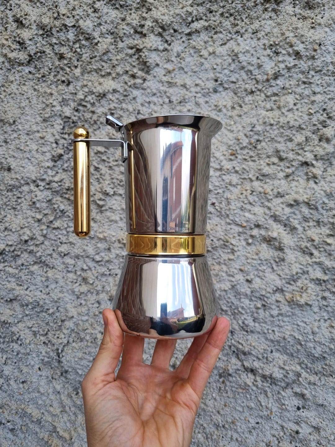 Vespress Gold Coffee Maker 6 Cups Vev Viganò '80s in Stainless Steel 18 ...