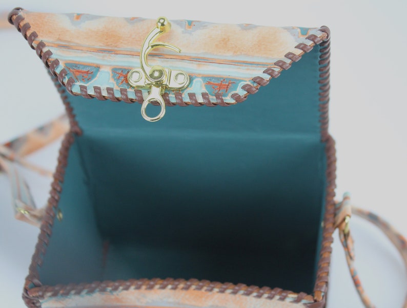 Hand Painted Leather Box Bag - Etsy