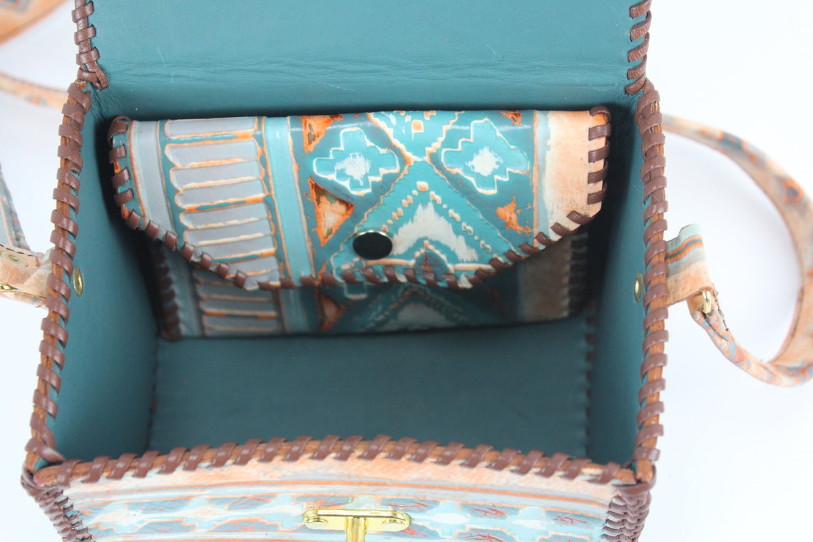 Hand Painted Leather Box Bag - Etsy