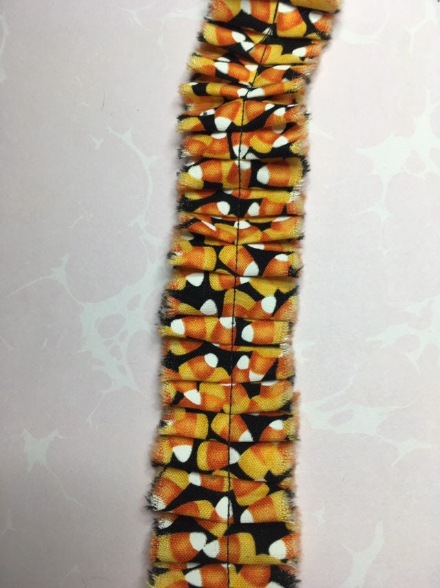 Hand Frayed Ruffled Fabric Trim Strips Moss Batik Candy Corn | Etsy