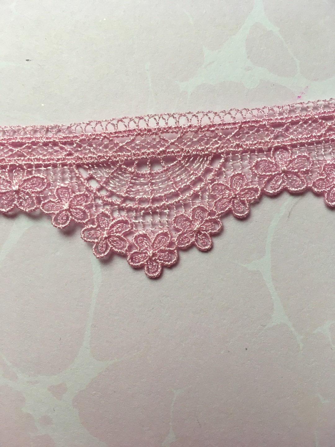 Pale Rose Pink Scalloped Lace by the Foot for Craft Projects Junk ...