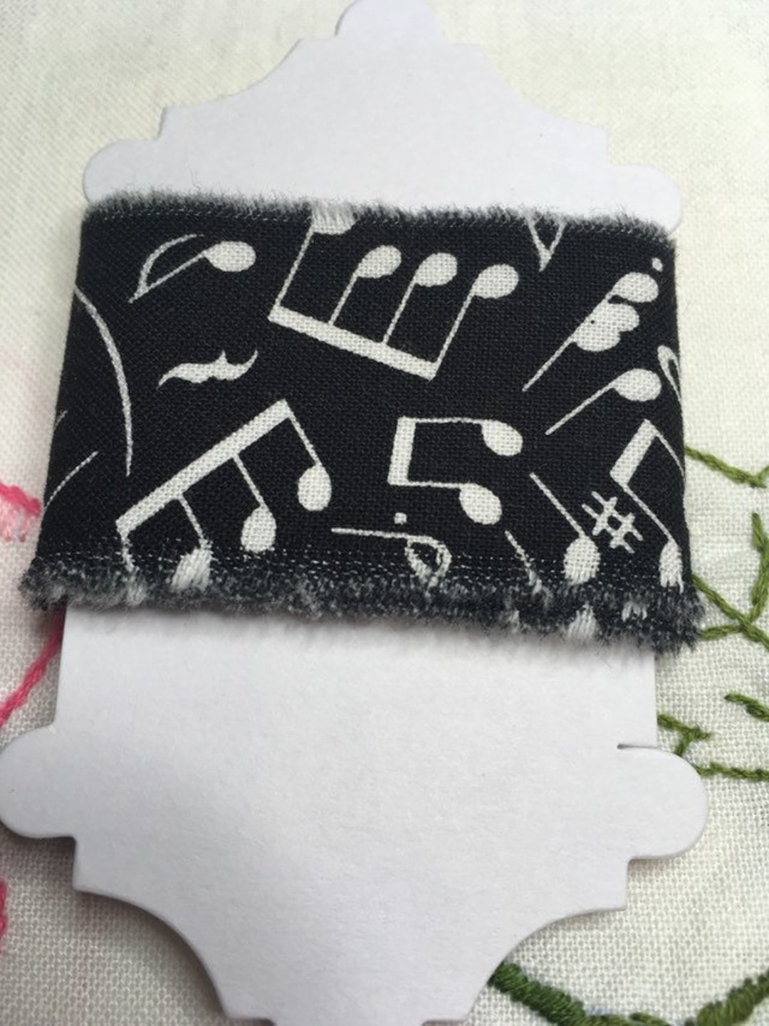 White Musical Notes Music Vintage Hand Frayed Fabric Trim Strips for ...