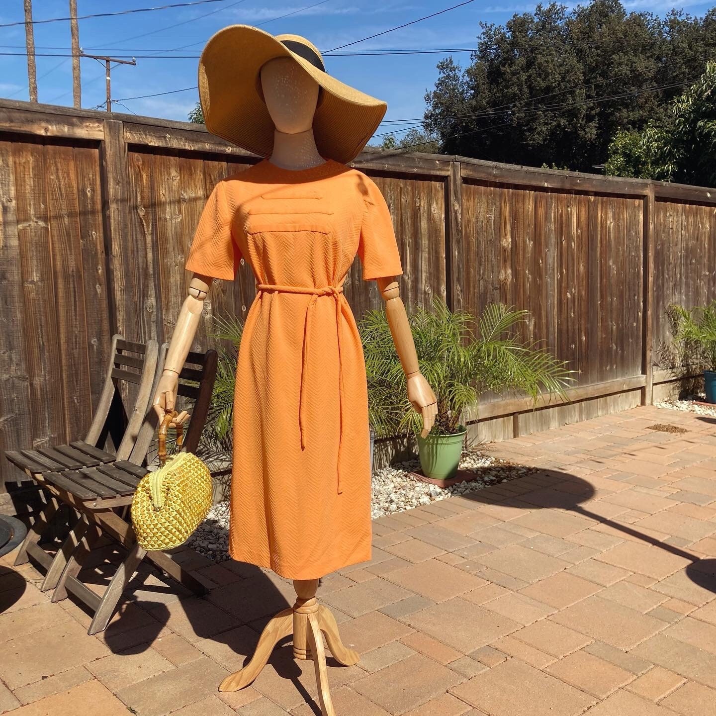 Vintage Inspired 1970s Orange Sheath Dress With Bodice Detail - Etsy