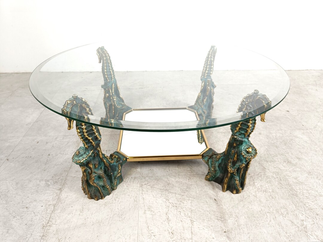 Brass Seahorse Coffee Table 1970s Vintage Sculptural Table - Etsy
