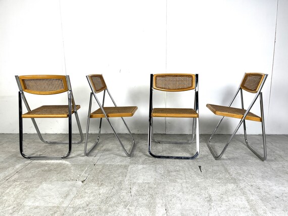 Vintage Rattan Folding Chairs 1970s Set of 4 Mid Century Folding Chair Wooden Folding Chairs Mid Century Modern Folding Chairs Etsy Canada