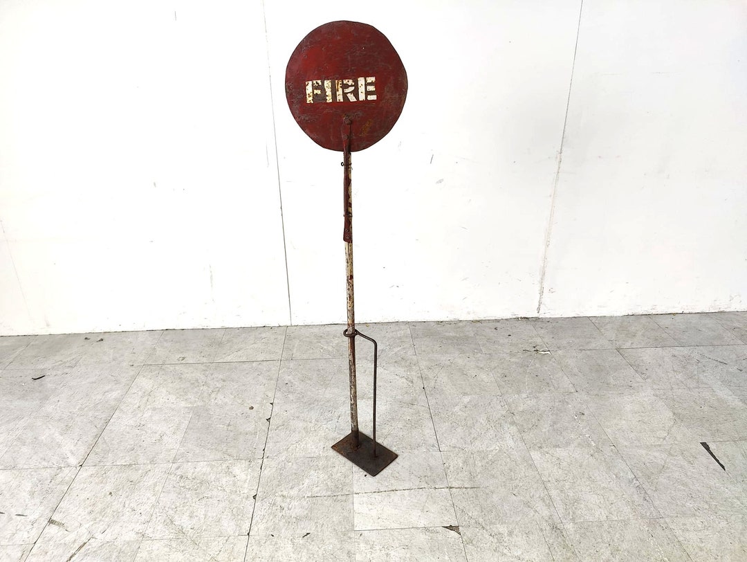 Vintage Enamel Fire Sign, 1950s - Vintage Curio - Vintage Signs - Fire ...