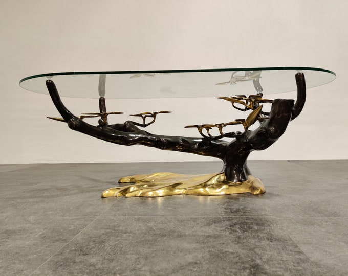 Bronze Bonsai Coffee Table by Willy Daro, 1970s Brass Tree Coffee Table ...