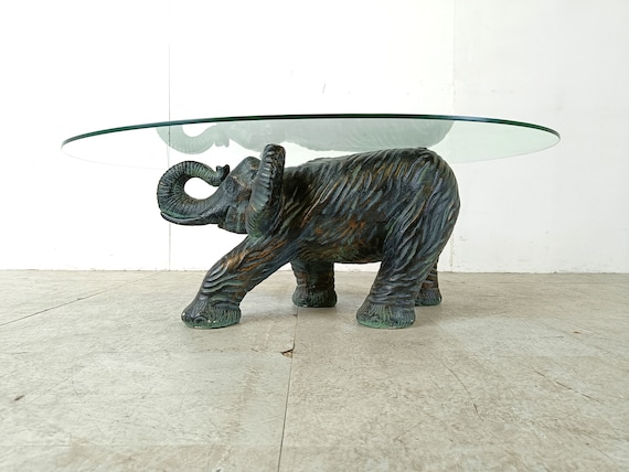 Elephant side table with glass top store