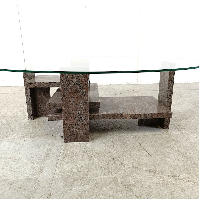 Stone and Glass Coffee Table - Etsy