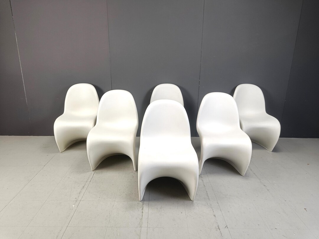 White Panton Dining Chairs, Set of 6 Panton Chairs Vintage Design ...