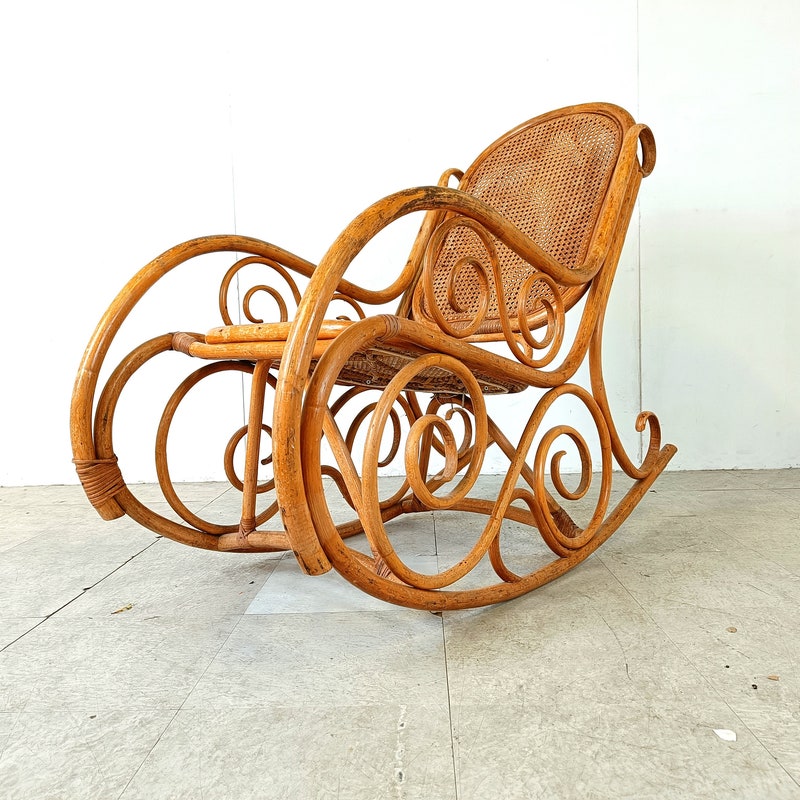 Antique Cane Rocker Furniture - Etsy