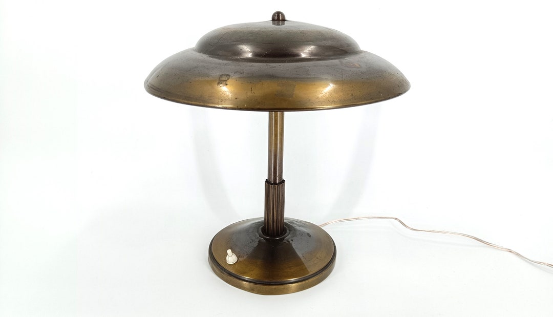 Art Deco Copper Desk Lamp, 1930s - Antique Copper Desk Lamp - Mushroom ...