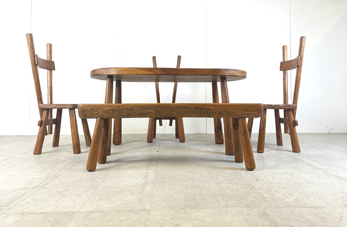 Vintage Brutalist Dining Set, 1960s - Brutalist Dining Table ...