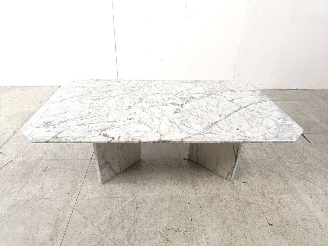 Vintage White Marble Coffee Table, 1970s - Marble Cocktail Table ...