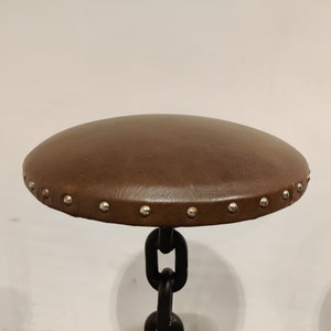 Chain Link Brutalist Bar Stools, 1970s Vintage Leather Bar Stools ...