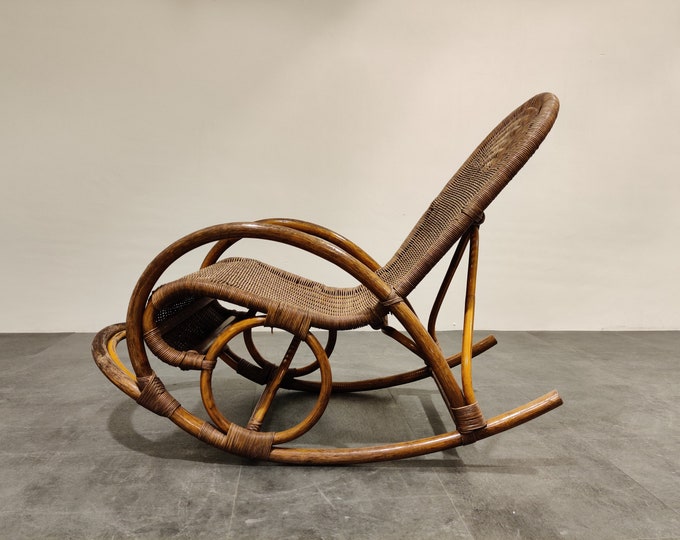 Vintage Rattan Rocking Chair 1960s Mid Century Rocking - Etsy