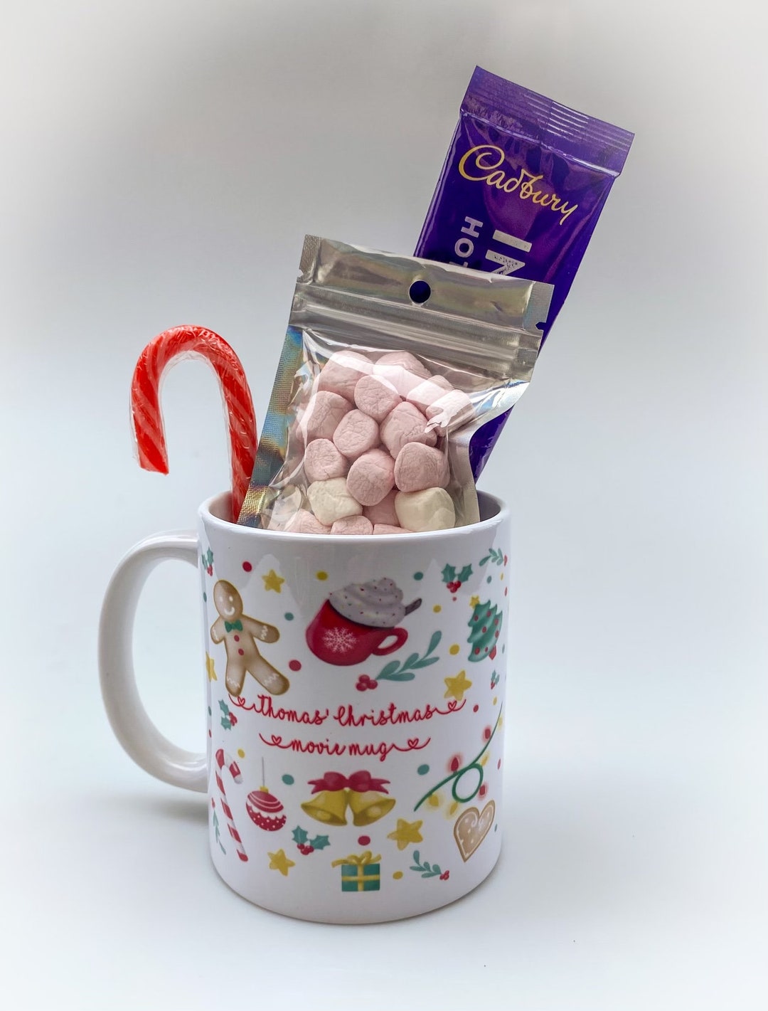 Personalized Christmas Mug Gift Set: Hot Chocolate & Marshmallows - Etsy