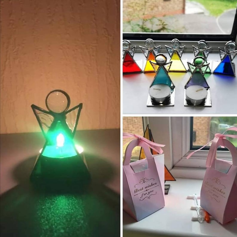 Stained Glass Angel Tea Light Holder - Etsy UK