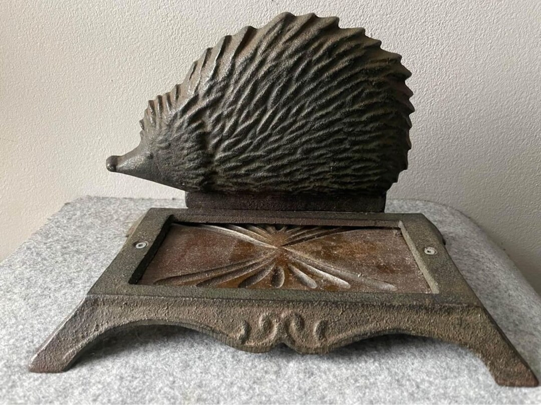 Antique Vintage Cast Iron and Wood Hedgehog Door Stopper - Etsy