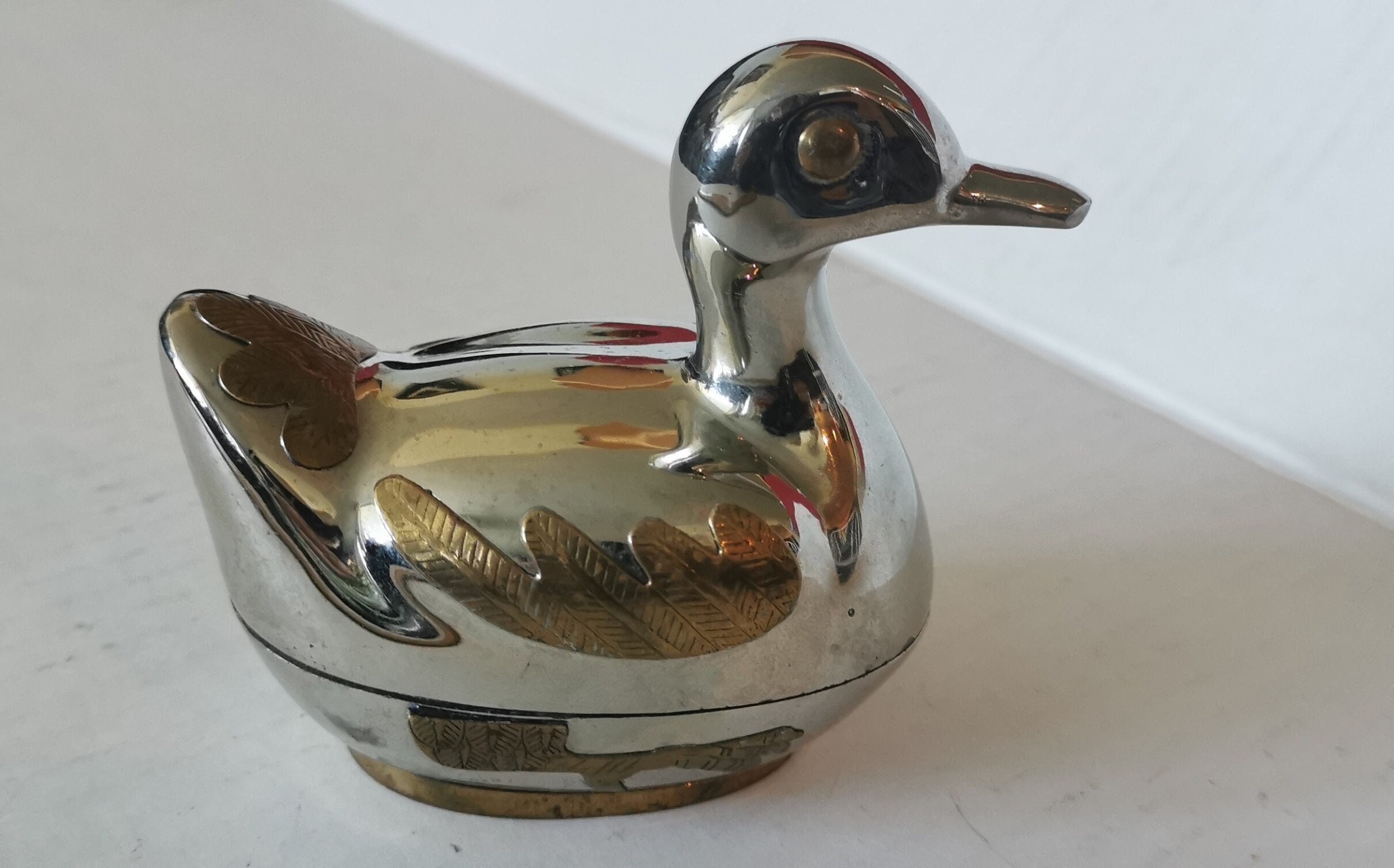 Vintage Metal Duck Trinket Box With Brass Applications - Etsy