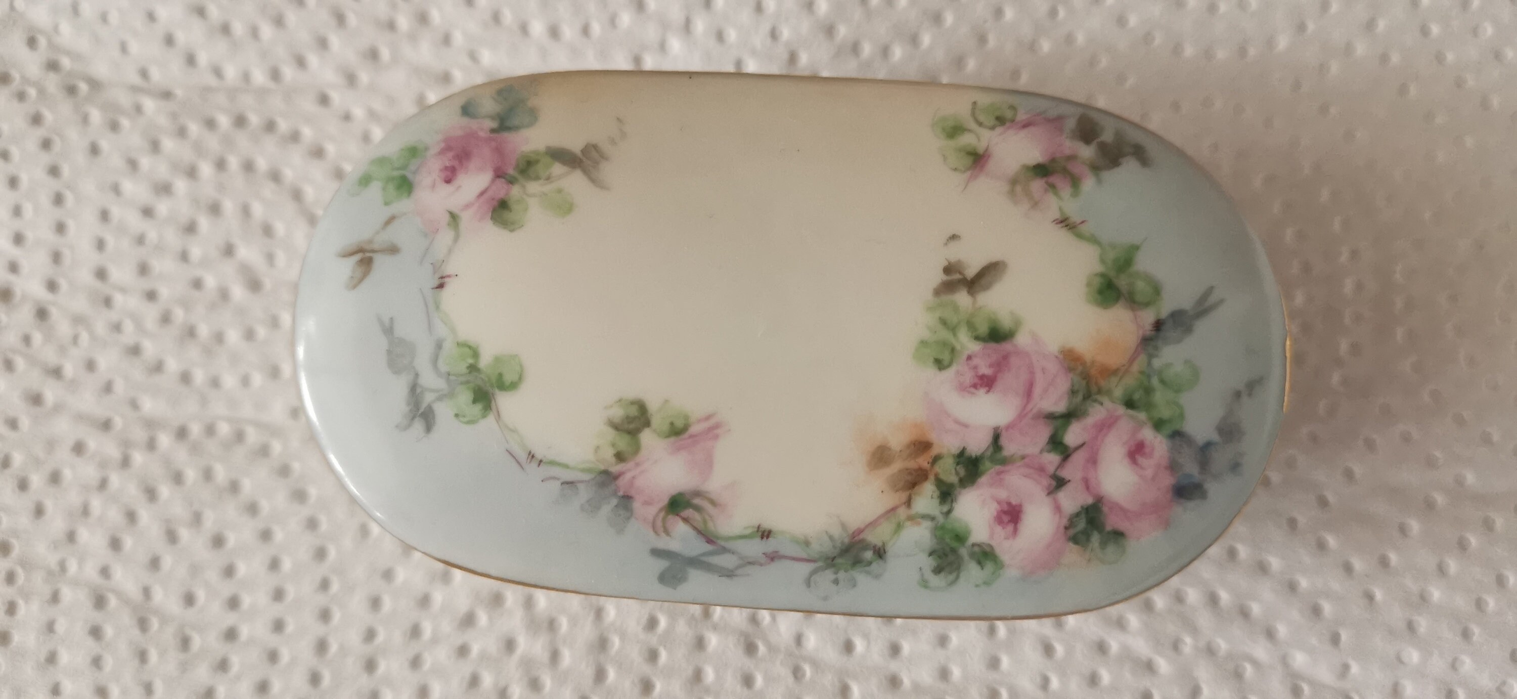 Antique Rare Hand Painted Porcelain Rose Flowers Trinket - Etsy