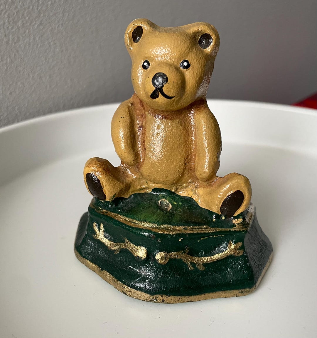 Vintage Cast Iron Teddy Bear Door Stop Children Room - Etsy