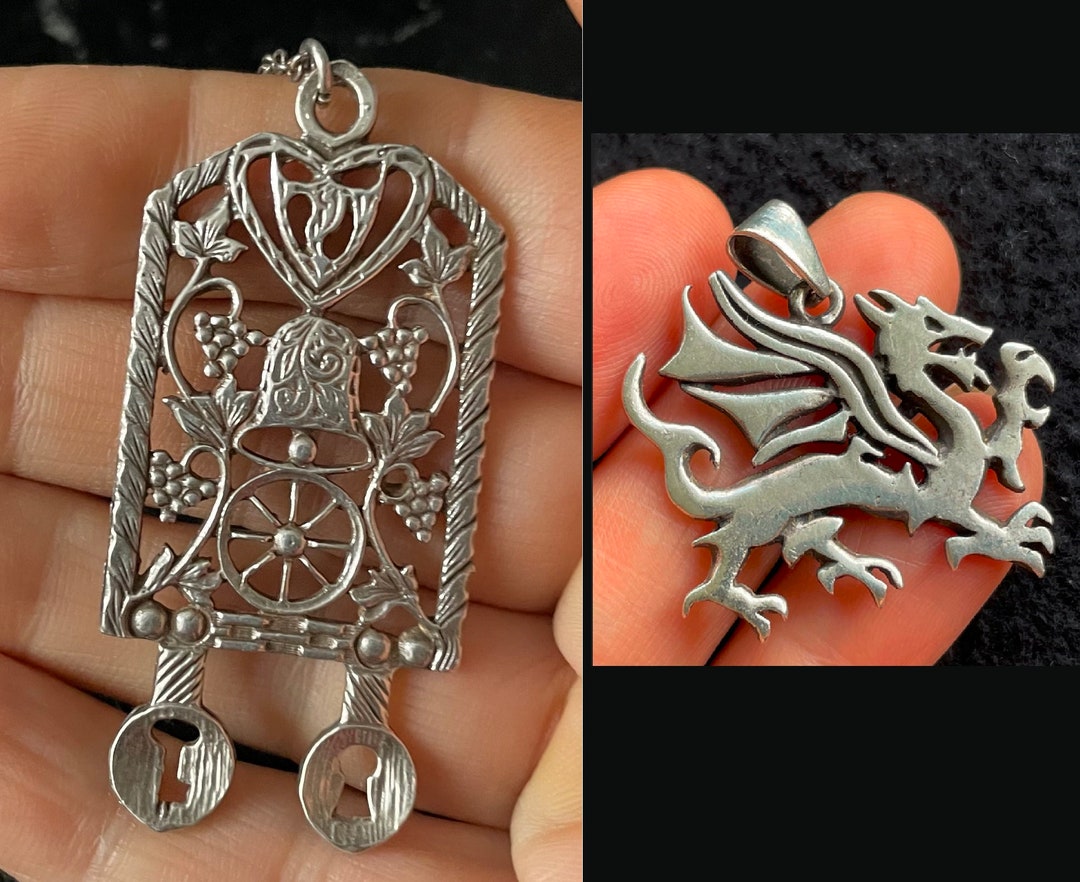 Vintage Sterling Silver Pendants Wales Welsh Love Pendant and - Etsy