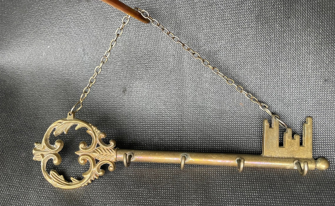 Vintage Ornate Brass Key Holder With 4 Hooks - Etsy