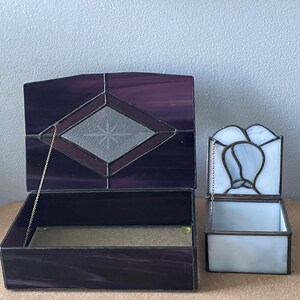 Vintage Stained Glass Jewelry Boxes Lidded - Etsy