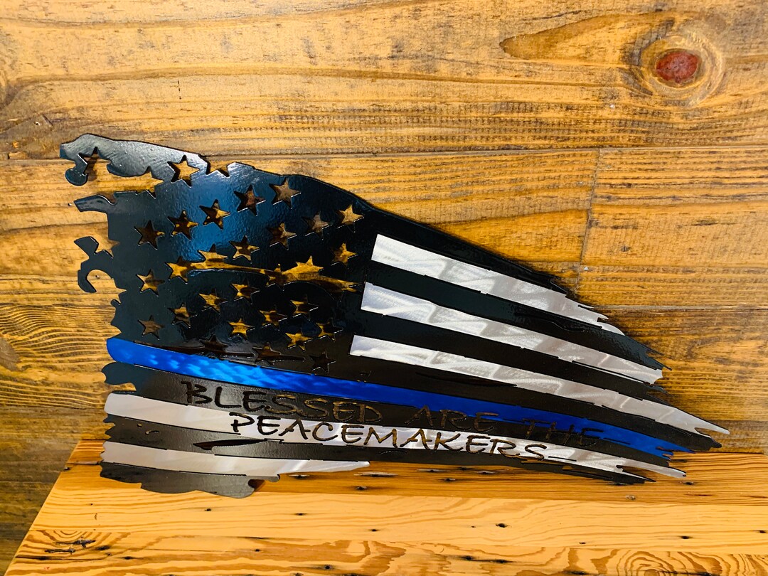 Blessed Are the Peacemakers Battle Flag, Blue Line Flag, Police Battle ...
