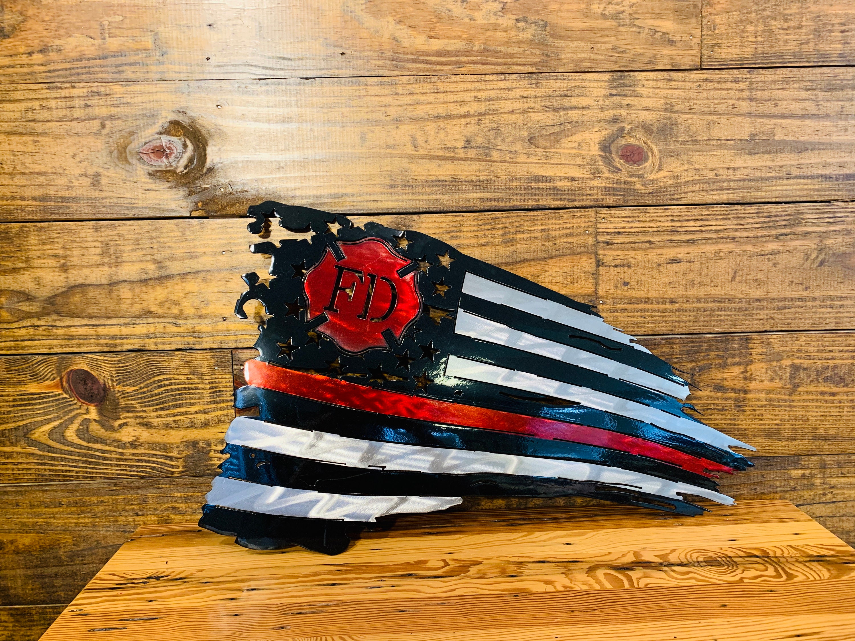 FD Battle Flag Firefighter Flag Red Line Battle Flag - Etsy