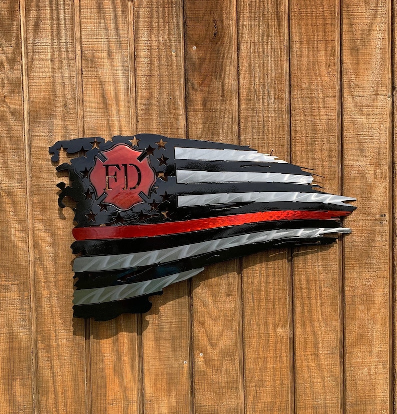 FD Battle Flag Firefighter Flag Red line Battle Flag | Etsy