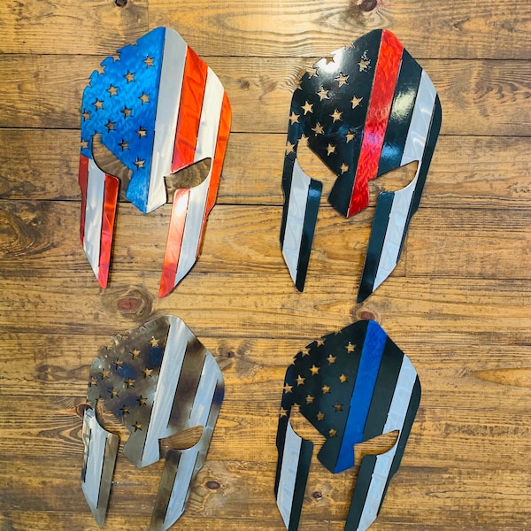Thin Blue Line Metal Spartan Helmet - Etsy